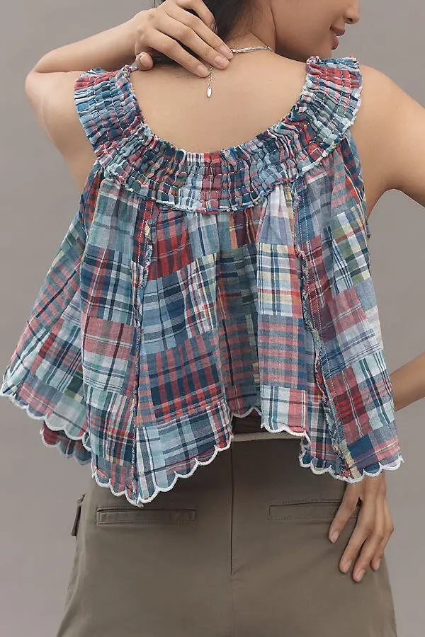 トップス LEINWANDE patchwork ruffled hem top Leinwande / Patchwork Ruffled Hem Top LEINWÄNDE ラインヴァンド